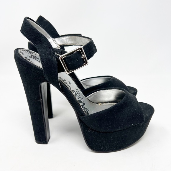 Brash | Shoes | Brash Faux Suede Black Platform Peep Toe Sandals Sz 5 ...